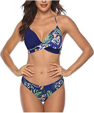 Generic Ensemble bikini pour femme - &Eacute;l&eacute;gant et sexy - Deux pi&egrave;ces - Triangle - Col en V - Push Up - Bikini de plage - Maillot de bain ventre plat - Haut de b