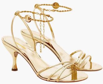 Ferragamo Lam&eacute; Leather Slingback Sandals DENISE 7cm size 36