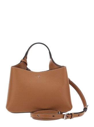 Tod's Womens Top-Handle Handbag Brown Grained Leather Calf Handbags Hand Bags