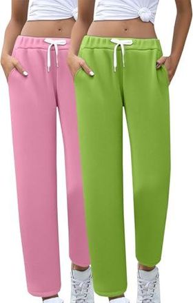 Generic Lot de 2 Pantalon De Running Femme Chic &Eacute;t&eacute; Pant Longue Stretch Tendance Comfy Streetwear D&eacute;tente Mode Costume Classique Basique Taille Elastique 2026