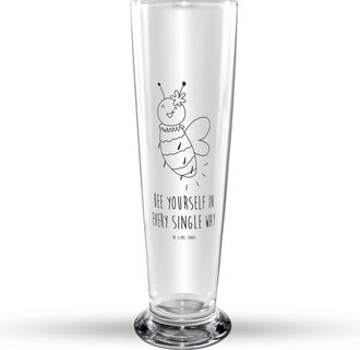 Mr. & Mrs. Panda Bierglas Biene Blume - Geschenk, 3 L, Bierkrug, Pintglas, Weizenglas, Bier Krug, Glas