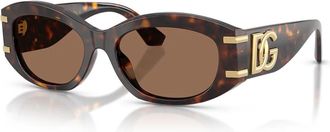 Dolce & Gabbana Ovale Sonnenbrille - - Accessories - unisex - Braun - 53 MM