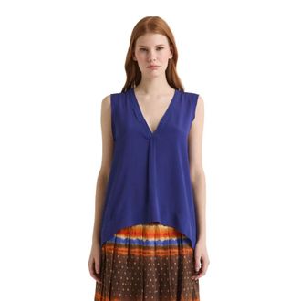 Maliparmi Maliparmi, Femme, Tops, Bleu, Taille: 46 FR Top Cr&ecirc;pe Fluide