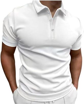 Generic Chemises de golf d&eacute;contract&eacute;es unies &agrave; manches courtes et col rabattable, extensible, classique, respirant, l&eacute;ger, haut de sport, gym, entra&icirc;nement, c