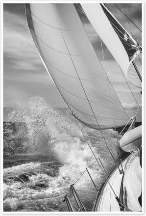Posterlounge Segeln Schwarz/Weiß Poster von Jan Schuler 40 x 60 cm Grau Wandbilder Wanddeko