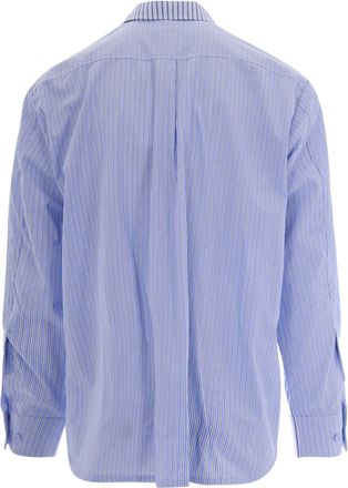 Arte Asymmetrical Striped Cotton Shirt - Blue
