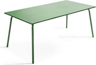 Oviala Table de jardin rectangulaire en m&eacute;tal vert cactus - Palavas