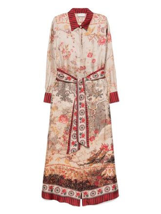 Pierre-Louis Mascia Aloe Hemdkleid mit Blumen-Print - Nude