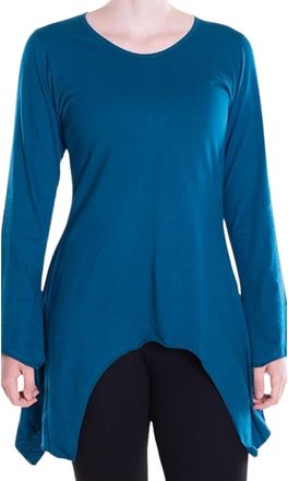 vishes Damen Zipfeltunika mit asymmetrischem Schnitt in T&uuml;rkis I Gr&ouml;&szlig;e XL (42) I Handgefertigt aus 100% Baumwolle I Ideal f&uuml;r den Herbst I Nachhaltige Altern