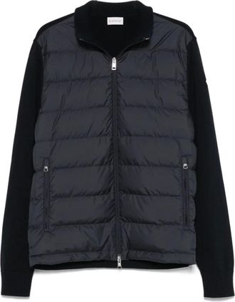 Moncler Homme, Vestes, Bleu, Taille: M Cardigan Bleu avec Rembourrage en Duvet