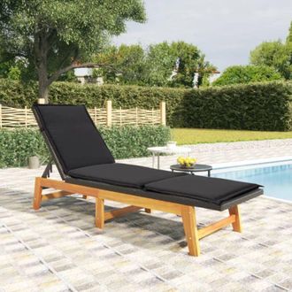 vidaXL Vidaxl - Chaise longue avec coussin R&eacute;sine tress&eacute;e/bois massif dacacia