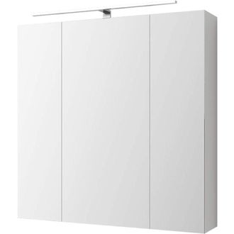 ML Design Ml-Design - Armoire murale de salle de bain avec &eacute;clairage LED - 72,4x72x15 cm - 3 portes - 6 &eacute;tag&egrave;res en verre r&eacute;glables - Prise et interrupteur