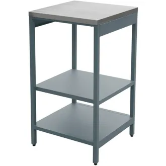 Sweeek Cuisine dext&eacute;rieure en acier bleu gris avec 2 &eacute;tag&egrave;res L49cm