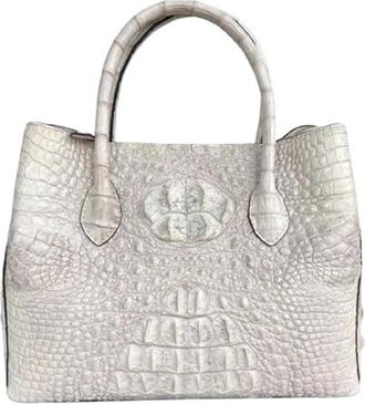 Generic Sac cabas pour femme en cuir de crocodile v&eacute;ritable, bleu ciel, Corful. Sac &agrave; main bandouli&egrave;re simple en cuir dalligator v&eacute;ritable