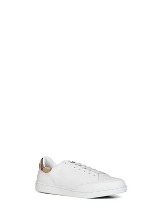 Burberry Mens Trainers White Leather With Check Insert Calf Sneaker