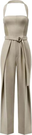 Manière De Voir Sabine pleated belted jumpsuit - Nude