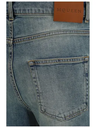 Alexander McQueen Flared Faded Denim Jeans - Navy