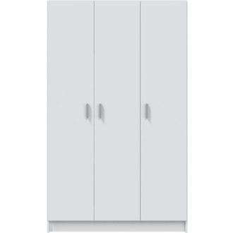 PEGANE Armoire placard de rangement 3 portes coloris blanc - 109 cm (longueur) x 180 cm (hauteur) x 37 cm (profondeur)