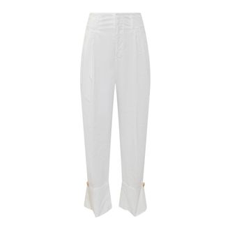 Darkpark Weite Baumwollhose mit goldenem Knopf - - Trousers - Damen - Wei&szlig; - 2XS