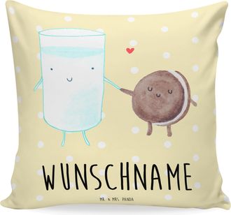 Mr. & Mrs. Panda Kopfkissen Milch Keks - Personalisierte Geschenke, Kissen, Personalisiert, Kekse, Bedrucken, Wunschname, Romantisch, Name, Cookie, Lustige Sprüche, Ka