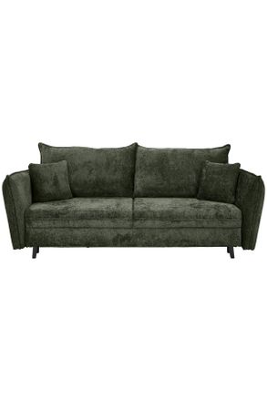 CARRYHOME Schlafsofa, Olivgr&uuml;n, Textil, Buche, massiv, 3-Sitzer, F&uuml;llung: Silikon,Silikon, 238x99x108 cm, Made in EU, Liegefunktion, Schlafen auf Sitzh&ouml;he, R&uuml;ck