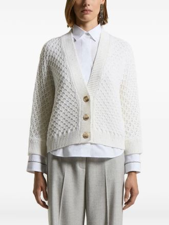 PESERICO cardigan en laine à boutonnière - Blanc