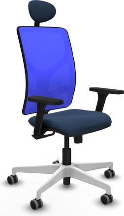 Piqueras y Crespo B&uuml;rostuhl mit 3D-Armlehnen, h&ouml;henverstellbarer Lendenwirbelst&uuml;tze und festem Kopfteil, ausgestattet mit 3 Positionen und Schneideschaum, Blau/Marinebl