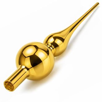 Com-Four Christbaumspitze in goldfarben gl&auml;nzend, Weihnachtsbaumspitze aus echtem Glas f&uuml;r Weihnachten, Tannenbaumspitze f&uuml;r Ihren Christbaum, 28 cm