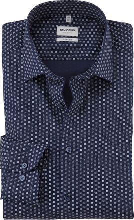 Olymp Herren Oberhemd Langarm Level Five,Rotationsdruck auf y/d Dobby,366 Level 5 Body fit (15.05.2015 - F16),21 New York Kent-2,Marine 18,43