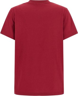Moncler Logo-Embroidered Cotton T-shirt - Crimson