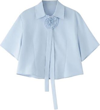 Generic Chemise &agrave; manches courtes pour homme avec noeud papillon &agrave; revers - Coupe d&eacute;contract&eacute;e - Chemise daffaires urbaine &eacute;l&eacute;gante - Confortable et polyvalen