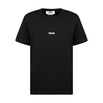 Msgm Msgm, Femme, Tops, Noir, Taille: 40 FR T-shirt en coton avec logo brod&eacute;