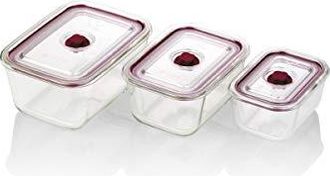 Jata HREC4204 Frischhaltedosen aus Glas, Fassungsvermögen 500, 800 und 1500 ml, für Feste und flüssige Lebensmittel, geeignet für Gefrierschrank, Mikrowell