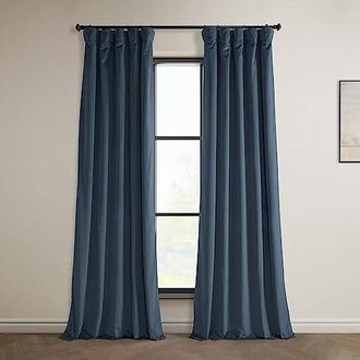 Half Price Drapes Heritage Plüschsamt-Vorhänge, 213 cm, Raumverdunkelungsvorhänge für Schlafzimmer und Wohnzimmer, 50 B x 84 L, (1 Bahn), London-Blau