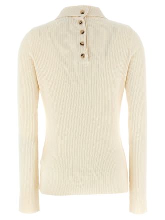 Courr&egrave;ges Ribbed Cotton-Wool Blend Polo - Cream