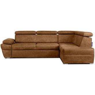 Konsimo Ratlo Ecksofa, Schlaffunktion, 4 /5 Sitzer, Bettkasten, Lederoptik, orange - Konsimo