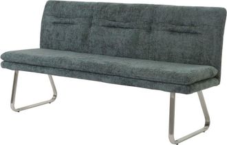 Hhg [NEUWERTIG] Sitzbank HHG-139, Esszimmerbank Bank Polsterbank, Lehne Stoff/Textil Chenille Edelstahl gebürstet 180cm blau-grün