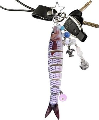 Generic Porte-cl&eacute;s en forme de poisson - Breloque pour portefeuille, d&eacute;coration esth&eacute;tique en forme de poisson pour femme, accessoire de sac &agrave; main, sac &agrave; mai