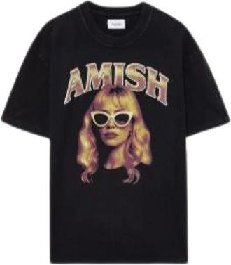 Amish Homme, Tops, Noir, Taille: S Long Hair Marmo Broken Muscle Tee