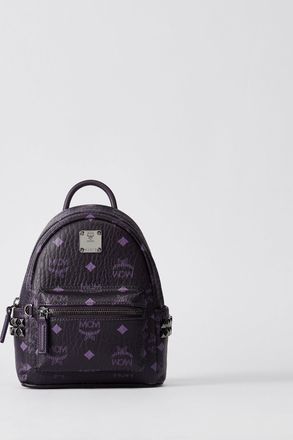 MCM Stark Bebe Boo Rucksack in Visetos mit seitlichen Nieten DEEP PURPLE VISETOS