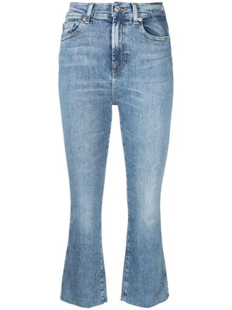 7 For All Mankind Ausgestellte Cropped-Jeans - Blau
