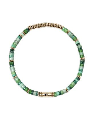 John Hardy 14kt Gelbgold-Perlenarmband mit Halbedelsteinen - Gr&uuml;n