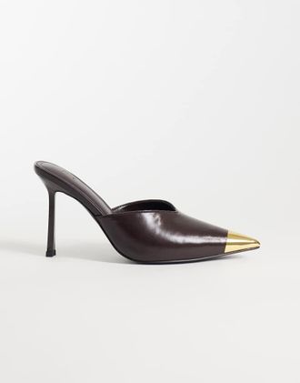 JW PEI Savannah Mules mit Metall-Zehendetail in Braun