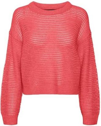 Vero Moda Vmnewmadera Ls O-Neck Pullover Boo Pull-Over, Dubarry/d&eacute;tail : Solide, XL Femme
