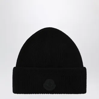 Moncler Schwarze M&uuml;tze aus Wolle und Kaschmir