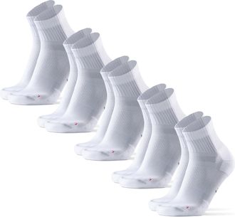 Danish Endurance Quarter Laufsocken, 5 Paar Kn&ouml;chelhohe Sportsocken, Atmungsaktiv, Unisex, f&uuml;r Damen & Herren, Wei&szlig;, 35-38