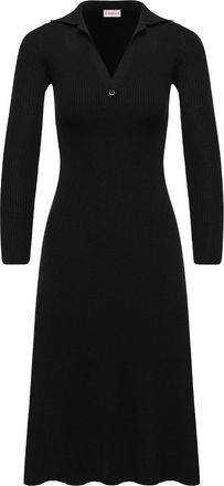 Moncler Moncler Wool Blend Knee-length Polo Dress, Women, Black, Size: S