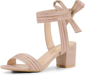 Allegra K Sandales à Talon carré avec noeud dans Le Dos pour Femmes Rose poussiéreux 38