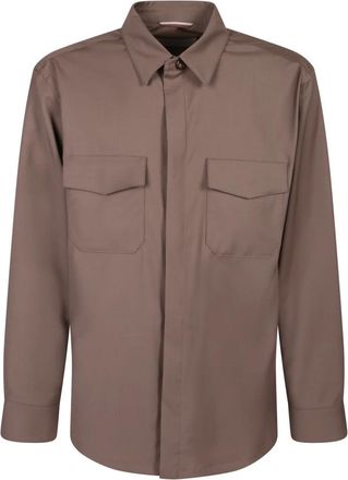 Canali Homme, Chemises, Beige, Taille: XL Travel Wool Overshirt