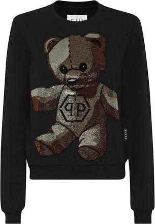Philipp Plein Femme, Sweatshirts et sweats &agrave; capuche, Noir, Taille: 38 FR SweaT-shirt Teddy
